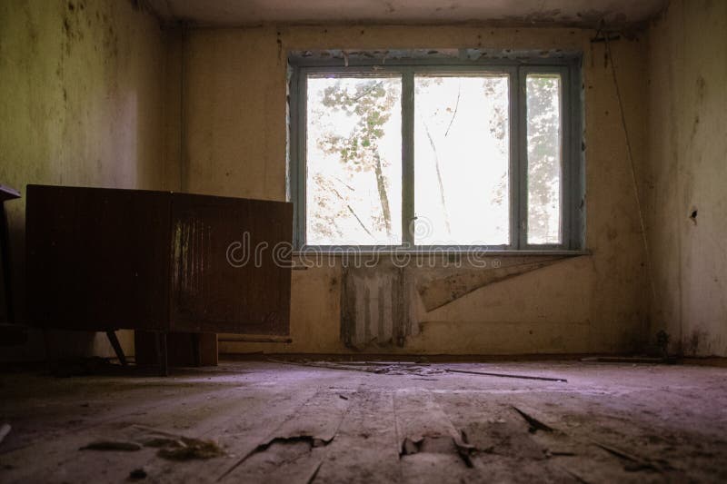 Rusty Windows with Broken Glasses Viewed from Inside an Abandonated ...