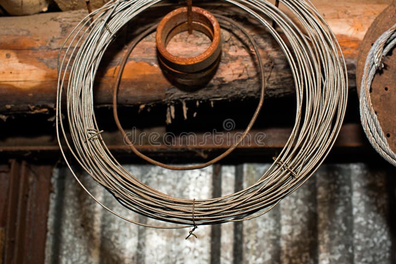 Coil of rusty wire stock image. Image of barbed, sunset - 45981757