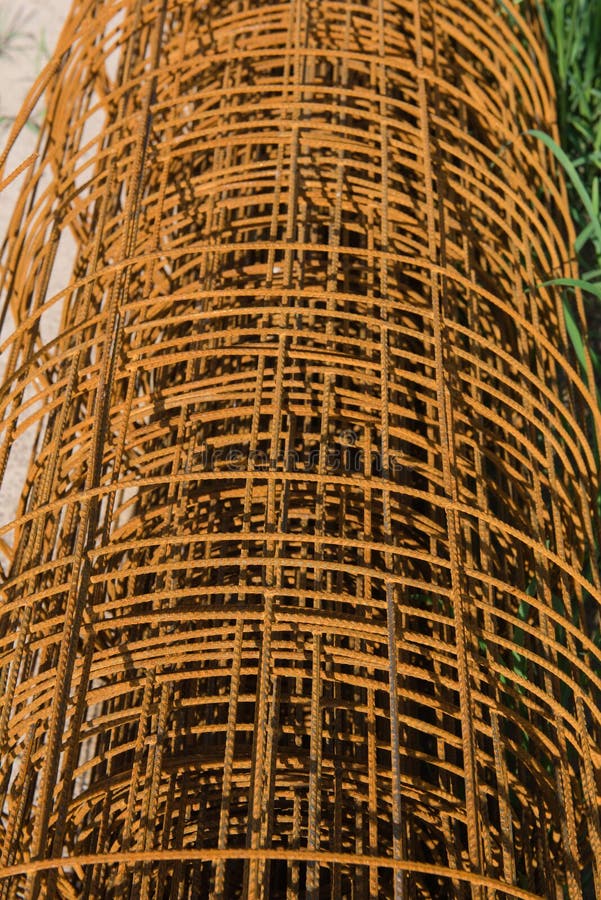 Rusty Wire Rolls for Concrete Floor Work. Building Construction Stock ...