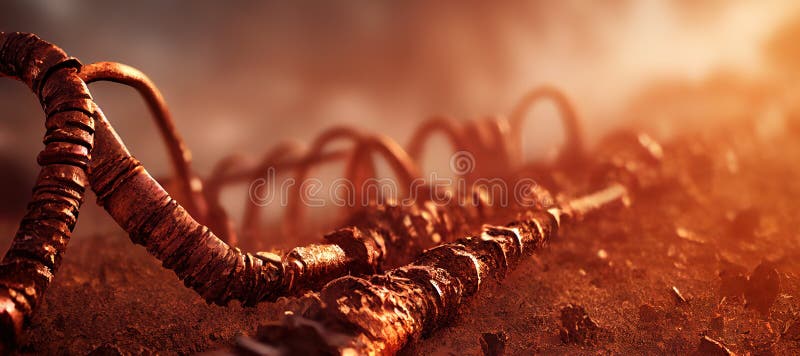 Rusty Wires with Blurred Background, Metal Stock Illustration ...