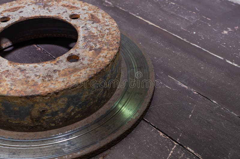 Rusty worn car brake disc stock photo. Image of workshop - 317647876