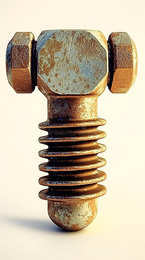 Rusty, Worn Metal Bolt on a Light Background. Stock Illustration ...