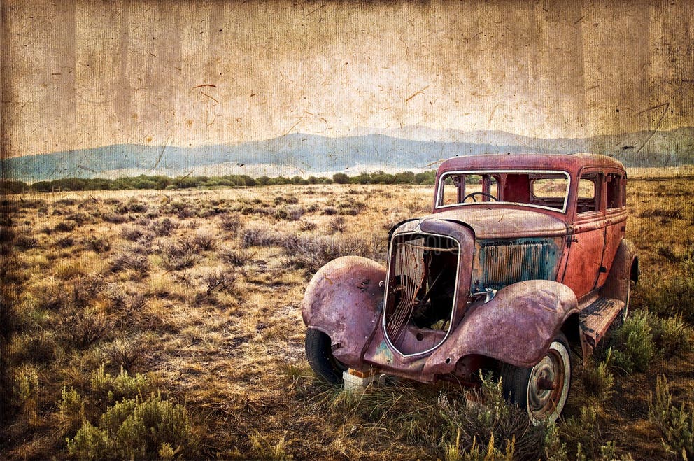 Rusty wrecked car stock image. Image of desert, rust - 55463577