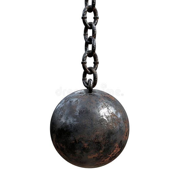 Rusty Wrecking Ball with Chains for Demolition and Destruction Stock ...
