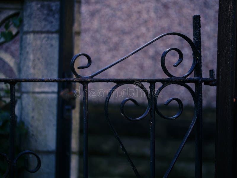 Rusty wrought iron fence stock image. Image of home - 297335531