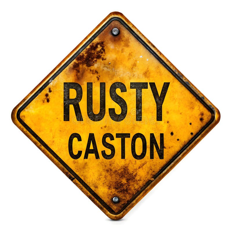 Rusty Yellow Caution Sign on White Background Stock Illustration ...