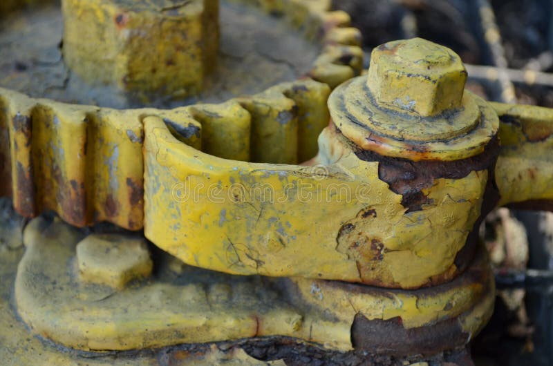 Rusty Yellow Gear on Old Train Caboose Stock Photo - Image of metal ...