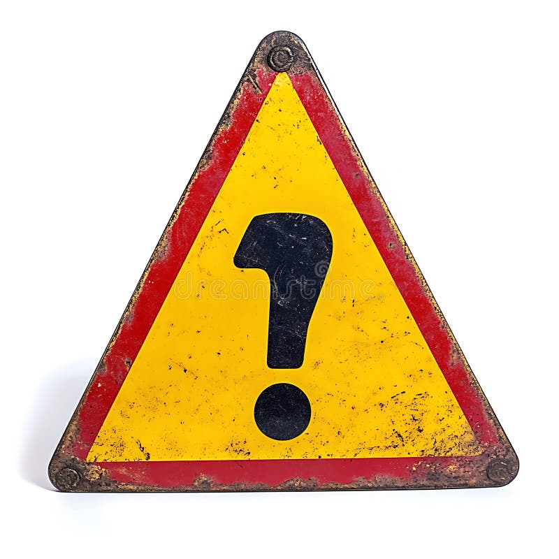 Rusty Yellow Triangle Warning Sign with Question Mark Stock ...