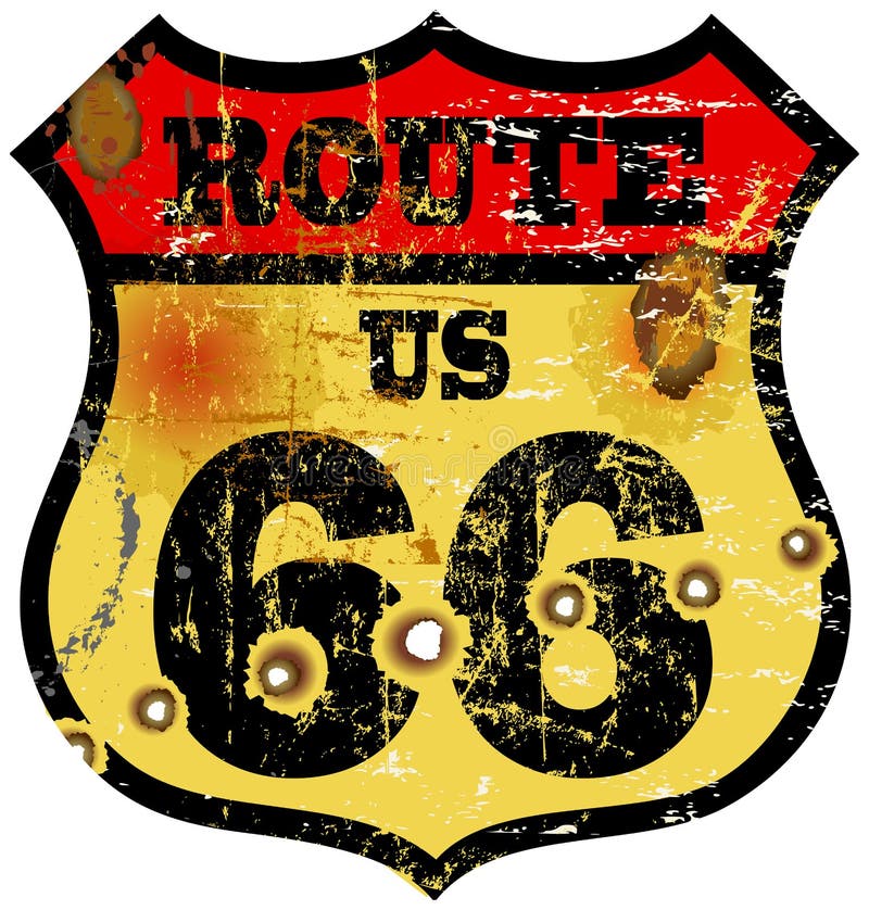 Ruta 66 ilustración del vector. Ilustración de ruta - 34978573