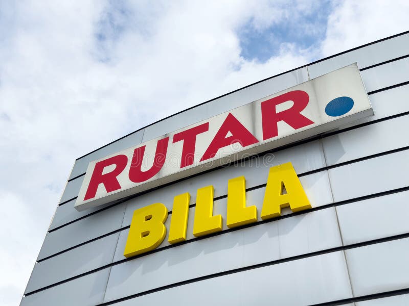 Rutar Billa Storefront Sign with Clear Sky Background Editorial Stock ...