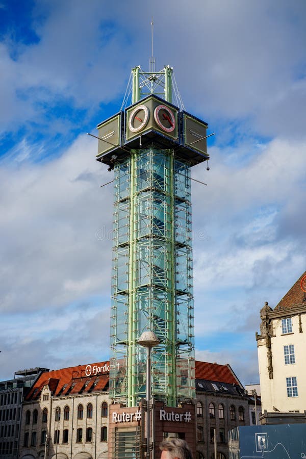 Ruter Clock Tower Downtown Oslo Editorial Photography - Image of ...
