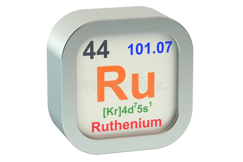 Chemisches Element Ruthenium Ru Wiedergabe 3d Stock Abbildung ...