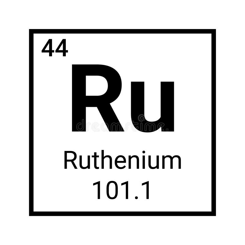 Ruthenium As Element 44 of the Periodic Table 3D Illustration on Blue ...