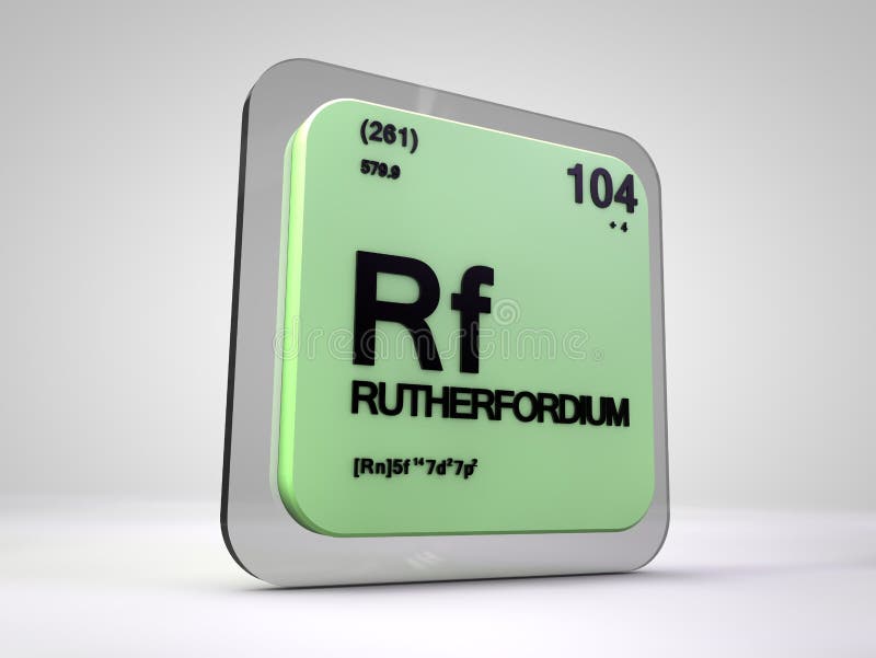 Rutherfordium Rf, Muestra Del Elemento Químico Representación 3d Stock ...