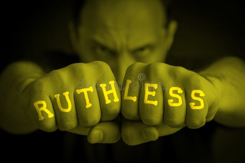 RUTHLESS Written on an Angry Man Fists Stock Photo - Image of caucasian ...