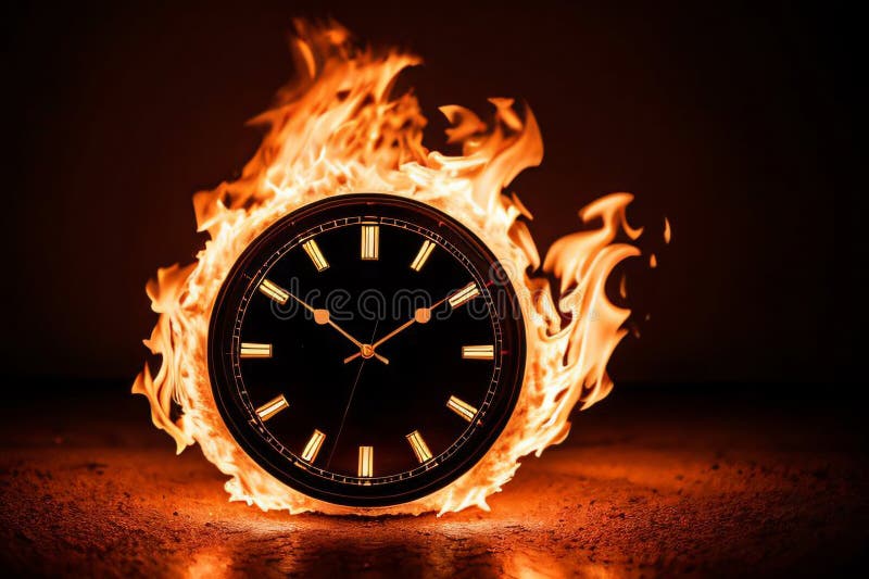 The Ruthlessness of Time in the Form of a Clock on Fire Stock ...