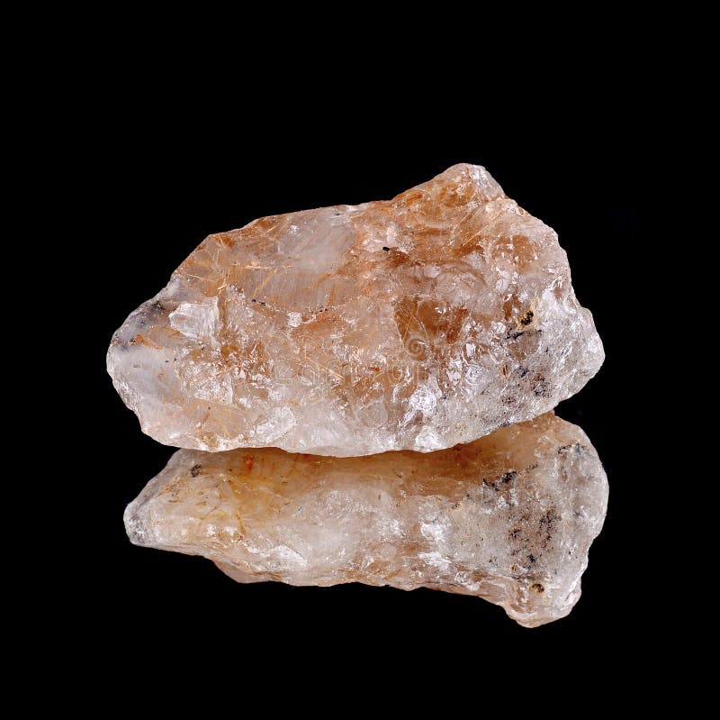 Raw Rutile Quartz on a Dark Stock Image - Image of needle, crystal ...