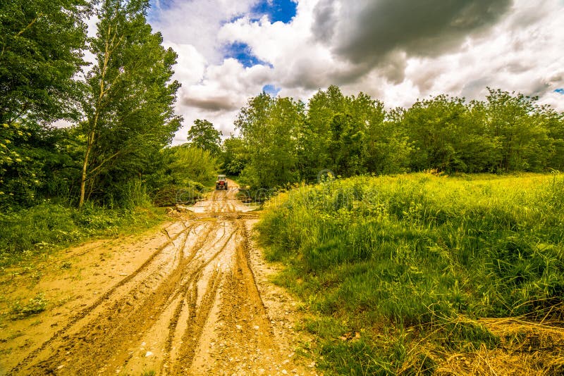 Ruts in the mud by tractor stock photo. Image of ruts - 71937132