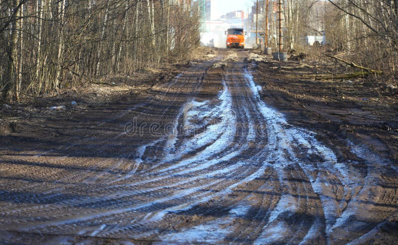 Rutted Dirt Road Leading To the Construction Site in the Forest Stock ...