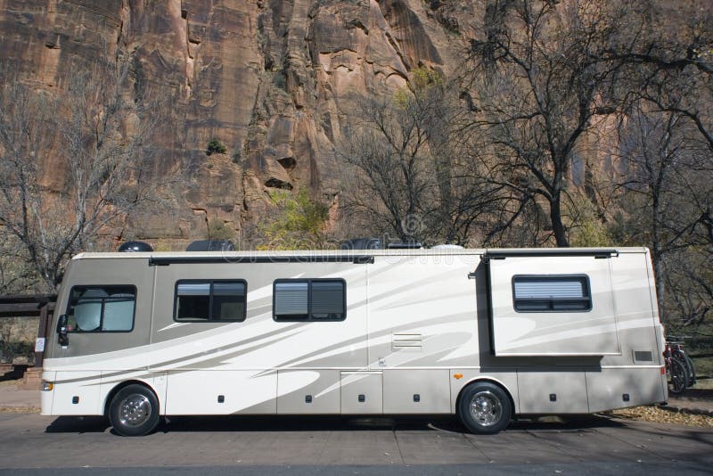 RV against rock formation stock photo. Image of rock, comfortable - 3802296