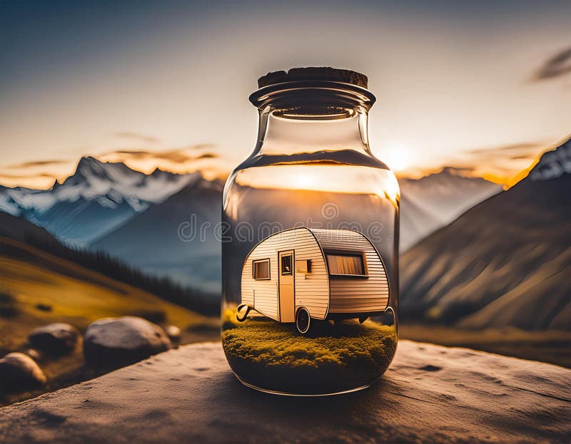 Glass Bottle with RV Camper Stock Illustration - Illustration of ...