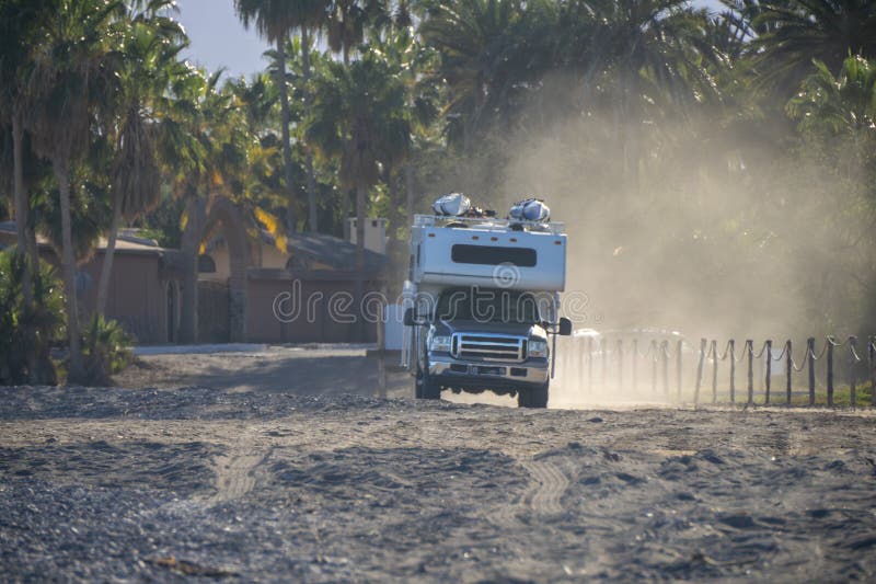 Rv Camper Van in Loreto Sandy Beach Baja California, Mexico Stock Photo ...