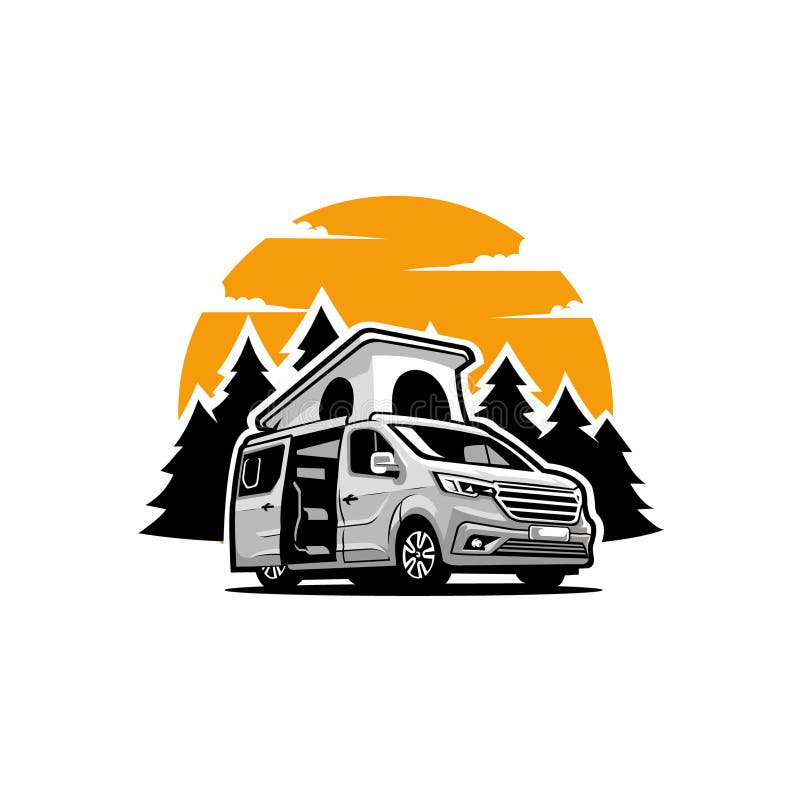RV Camping Car Illustration Icon Vector Stock Vector - Illustration of ...