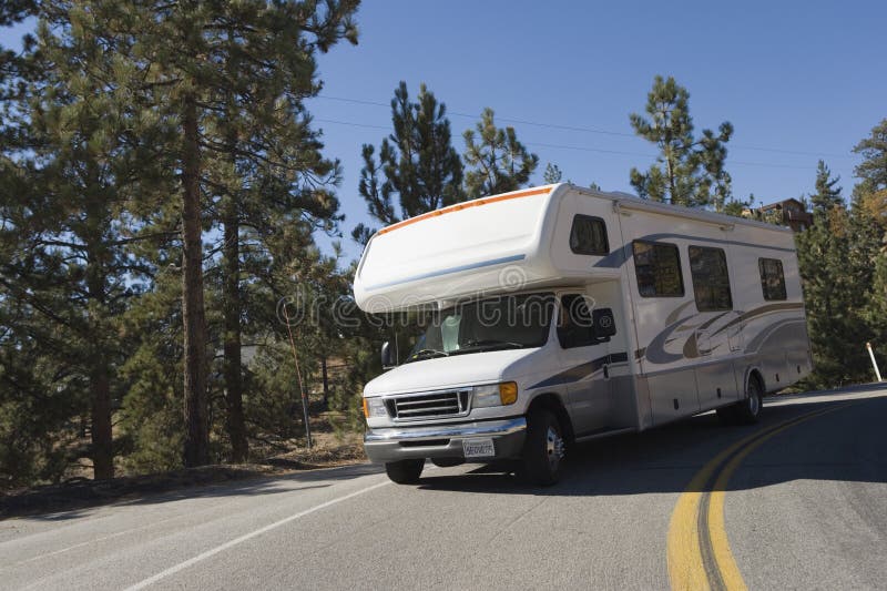 RV Driving on Mountain Road Stock Image - Image of freedom, road: 30840897