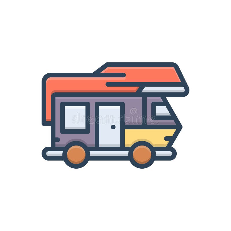 Color Illustration Icon for Rv, Caravan and Truck Stock Illustration ...