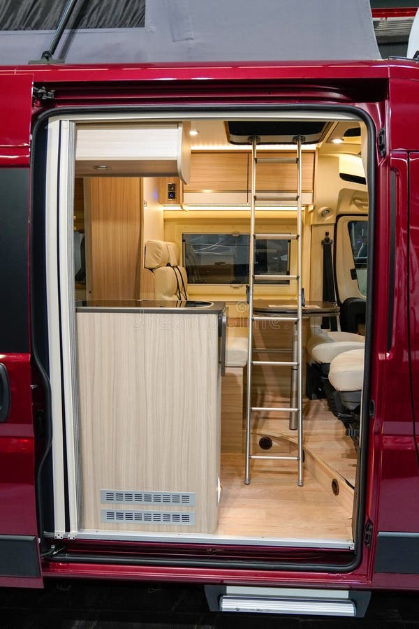 Rv Interior of a Camper Van Arranged for the Holidays Motorhome Stock ...