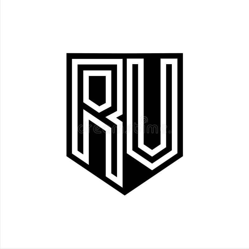 RV Logo Monogram Shield Geometric White Line Inside Black Shield Color ...