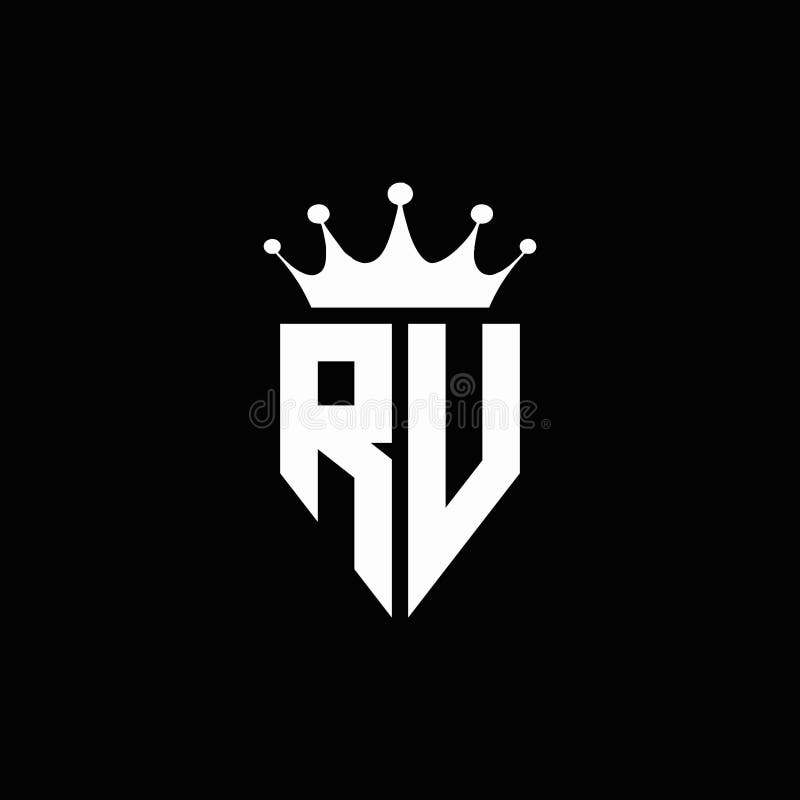 RV Logo Monogram Emblem Style with Crown Shape Design Template Stock de ...