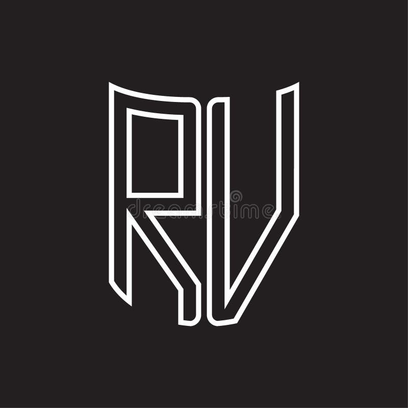 RV Logo Monogram with Ribbon Style Outline Design Template Stock Vector ...