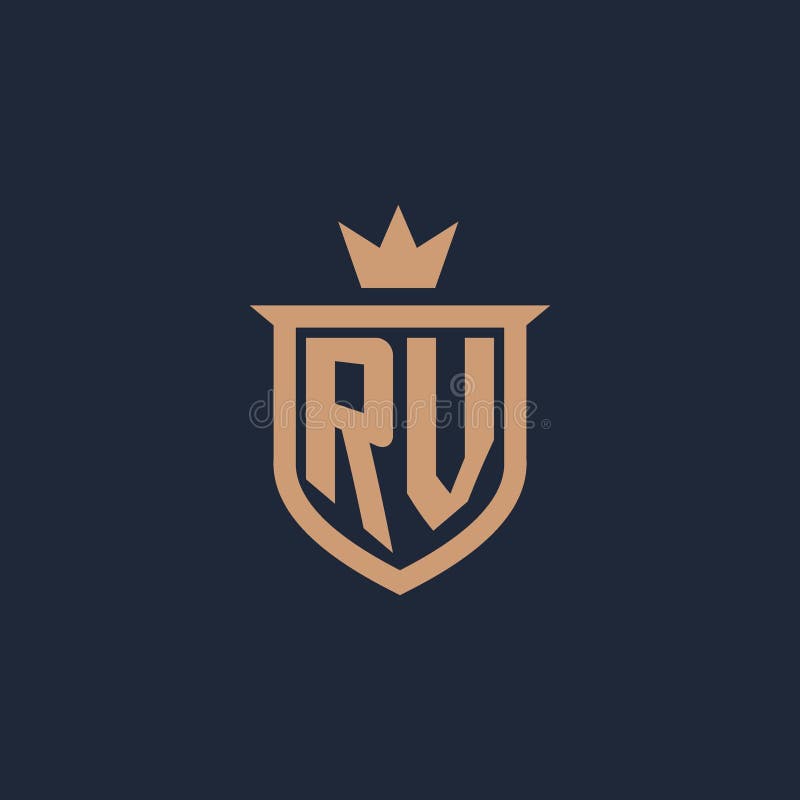RV Monogram Initial Logo with Shield and Crown Style Stock Vector ...