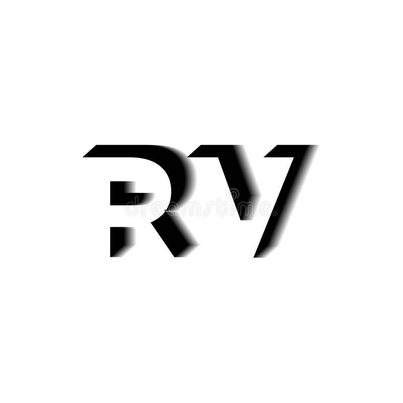 RV Monogram Shadow Shape Style Stock Vector - Illustration of lettering ...