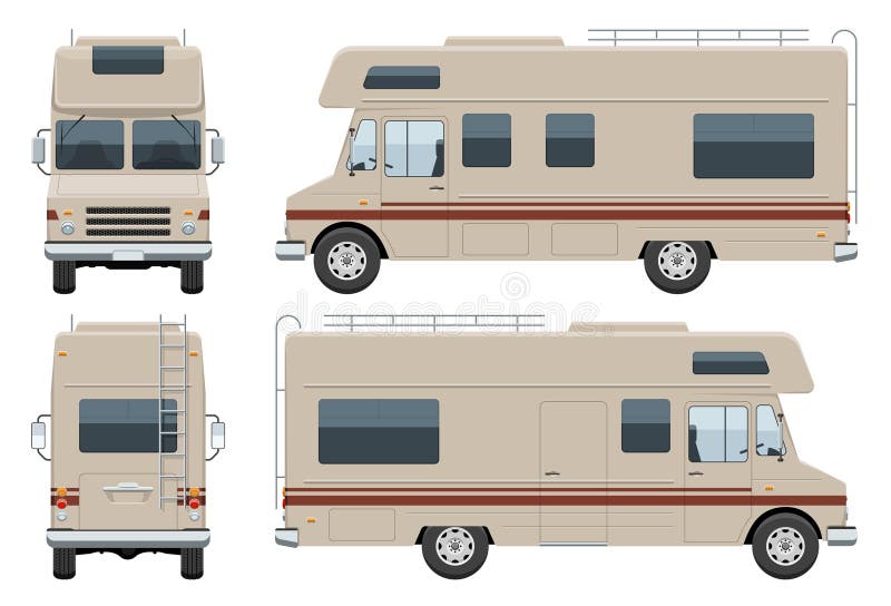 RV Motorhome Vector Template Side, Front, Back View Stock Vector ...