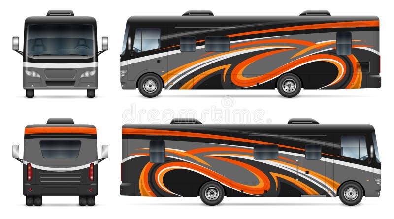 RV Vector Wrap Mock-up Side, Front, Back View Stock Vector ...