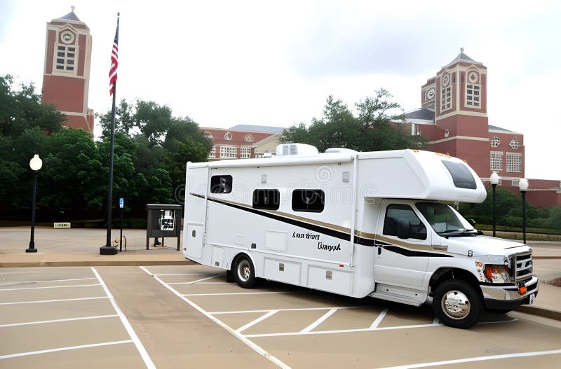 Rv Parked in a Parking Lot with a FSU Stock Image - Image of parked ...