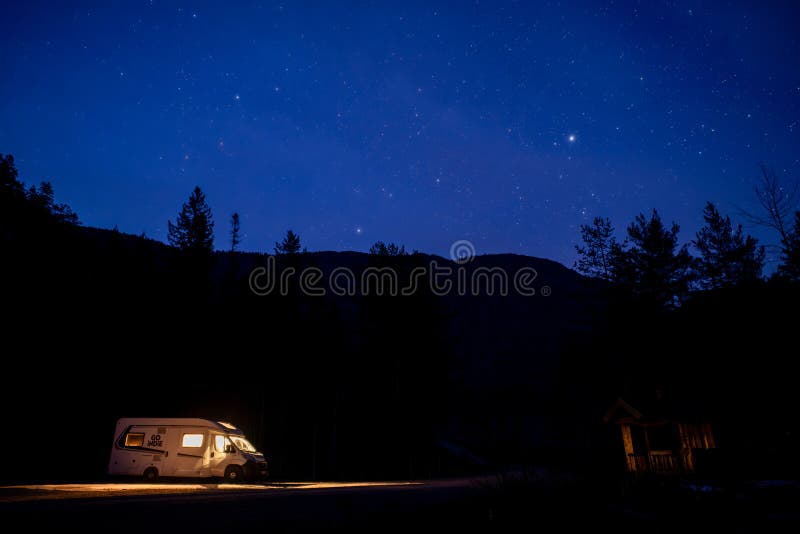 Stargazing Rv Under Starry Night Sky Stock Photos - Free & Royalty-Free ...