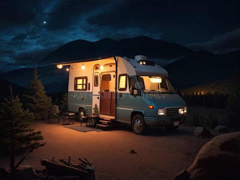 RV Camping in the Woods stock photo. Image of holiday - 22618762