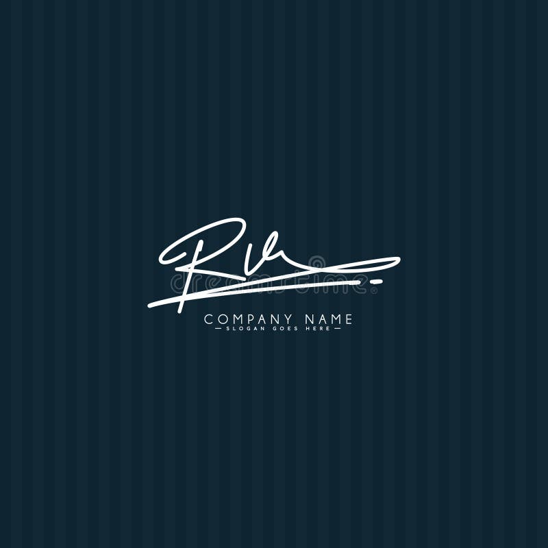 RV Signature Logo - Handwritten Vector Logo Template for RV Alphabet ...
