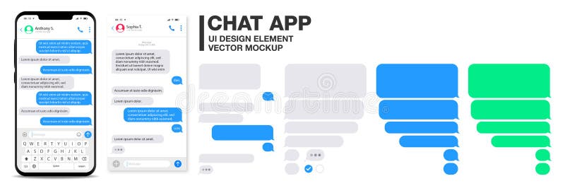 SmartPhone Chatting Sms App Template Bubbles. SMS Chat Composer Stock ...