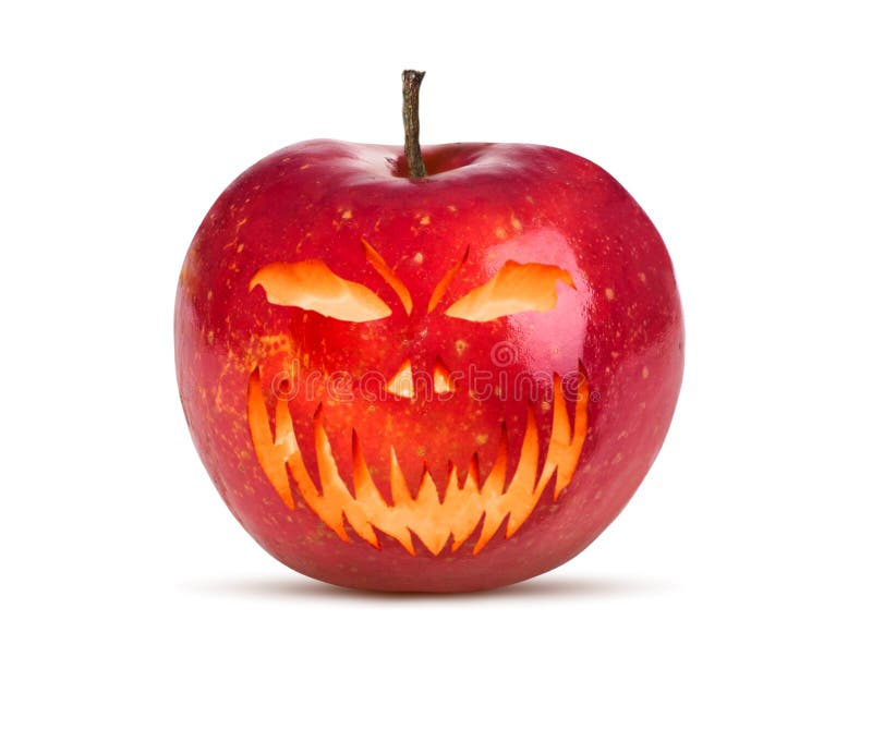 RW Halloween Apple on a White Background Stock Photo - Image of ...