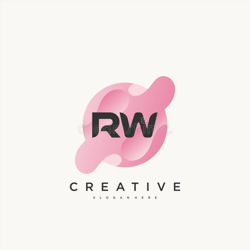 RW Initial Letter Colorful Logo Icon Design Template Elements Vector ...
