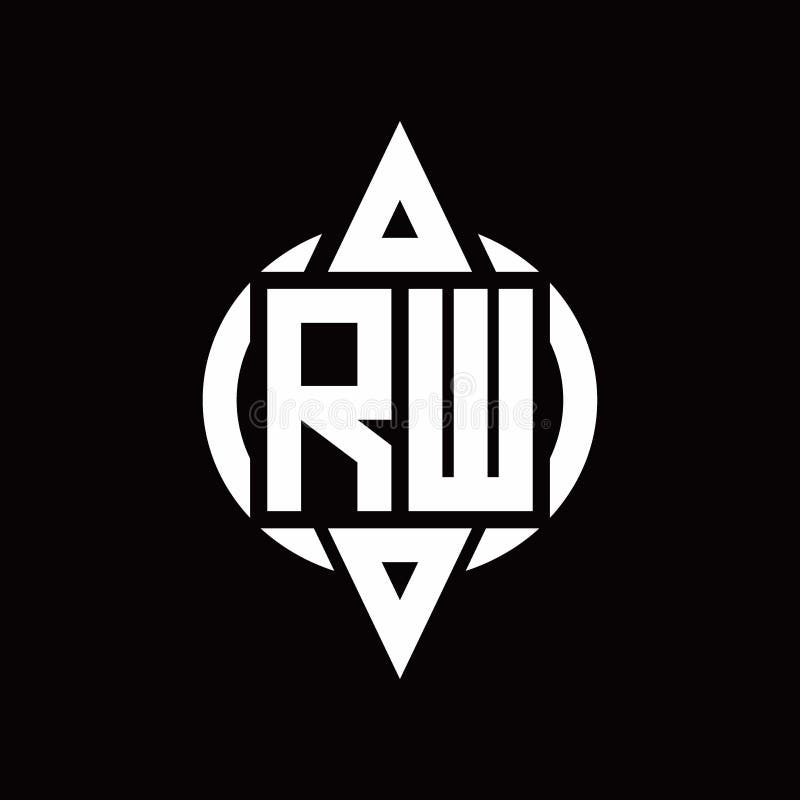 RW Logo with Circle Rounded Combine Triangle Top and Bottom Side Design ...