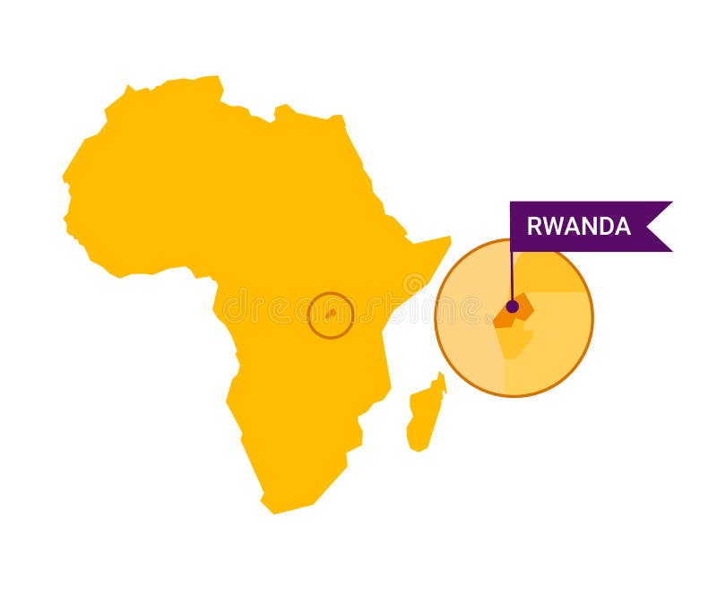 Rwanda on an Africa S Map with Word Rwanda on a Flag-shaped Marker ...
