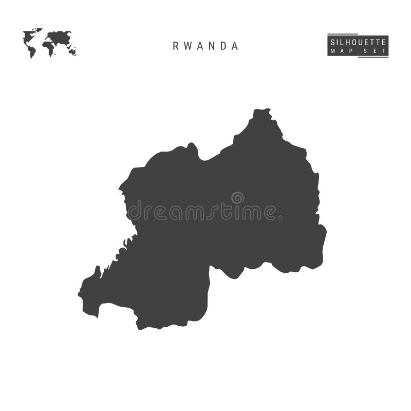 Rwanda Vector Map Isolated on White Background. High-Detailed Black ...