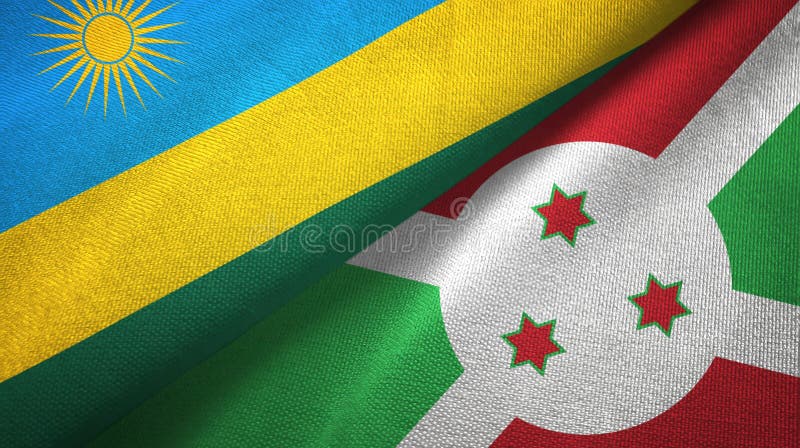 Burundi and Rwanda Two Flags Textile Cloth, Fabric Texture Stock ...