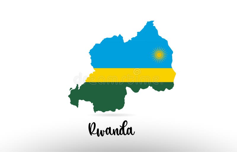 Rwanda Country Flag Inside Map Contour Design Icon Logo Stock Vector ...