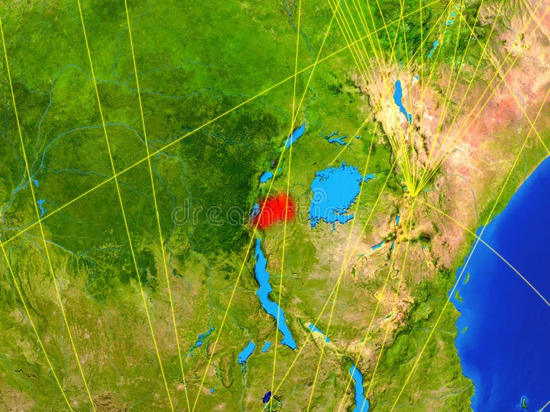 Rwanda on Earth with Network Stock Illustration - Illustration of ...